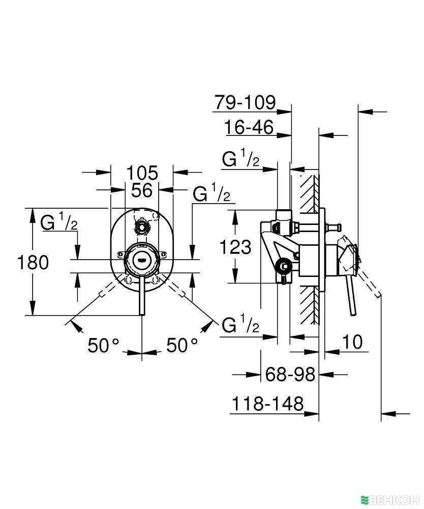 ≋ Смеситель для ванны Grohe BauClassic 29047000 купить по цене 5 580 ...