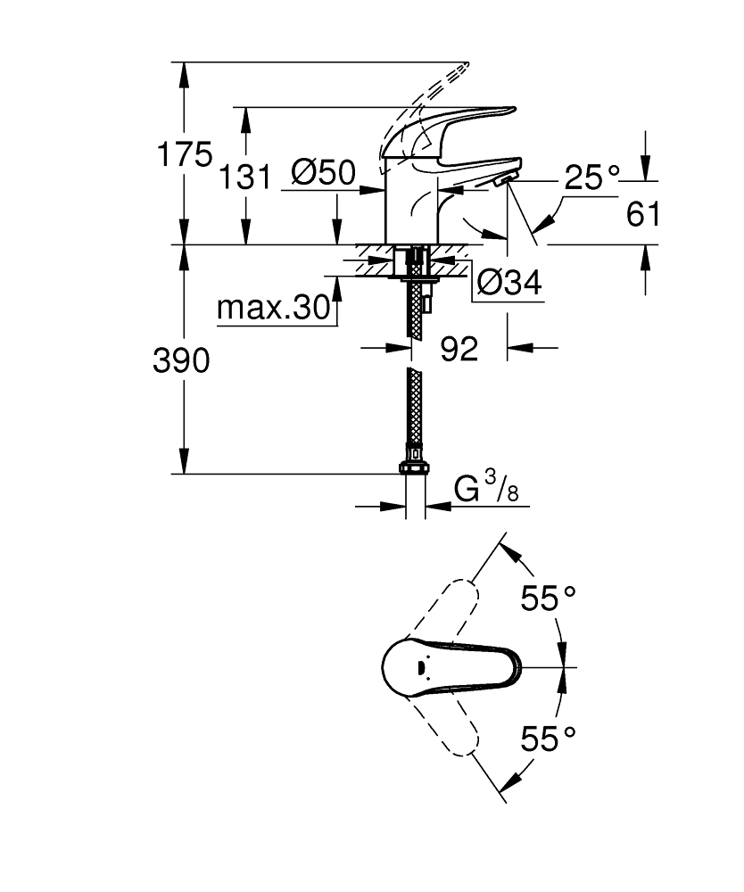 ᐉ Смеситель для умывальника Grohe Euroeco 32734000 купить по цене 4 100 ...