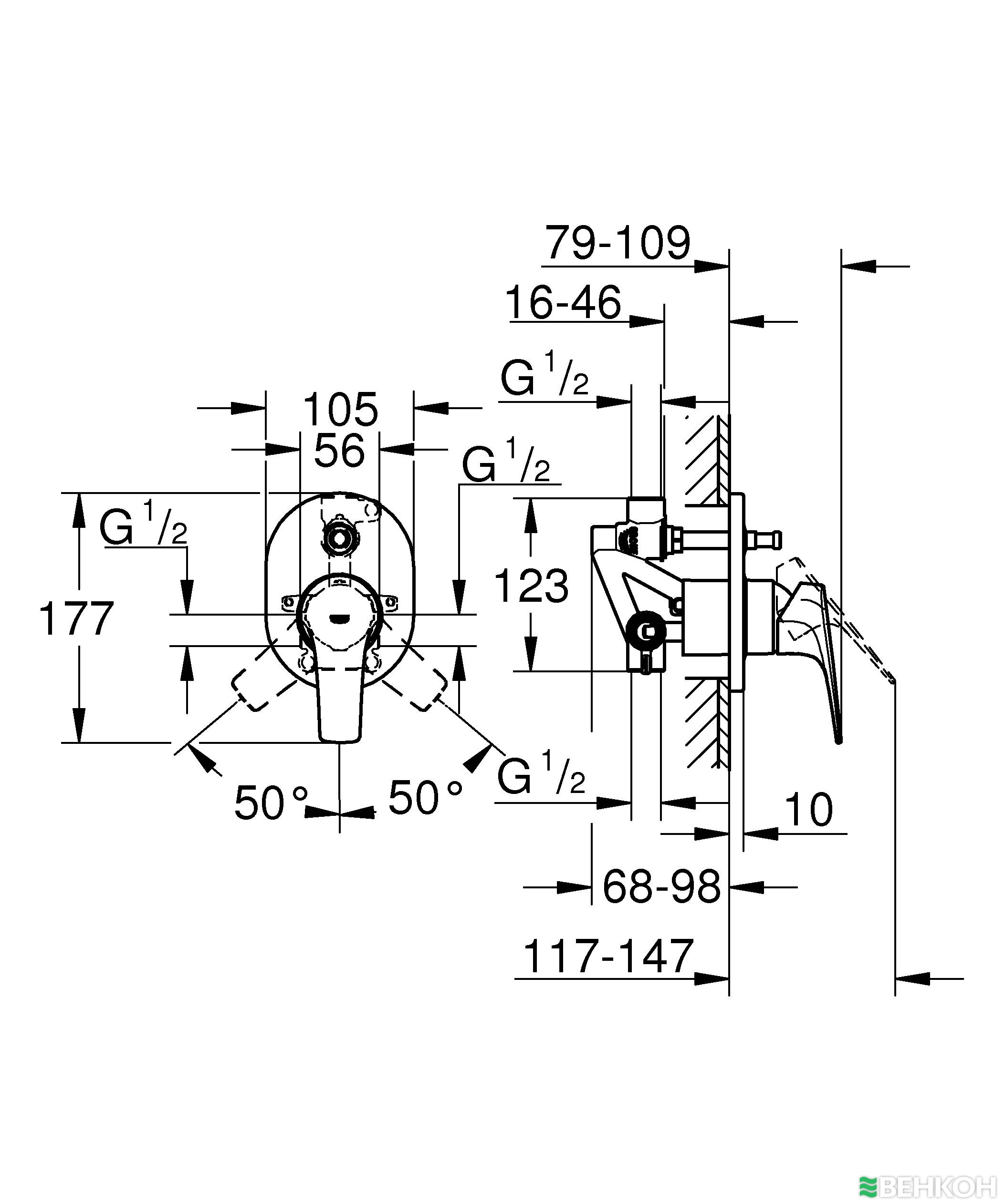 ᐉ Смеситель для ванны и душа Grohe BauFlow 29045000 купить по цене 4 ...
