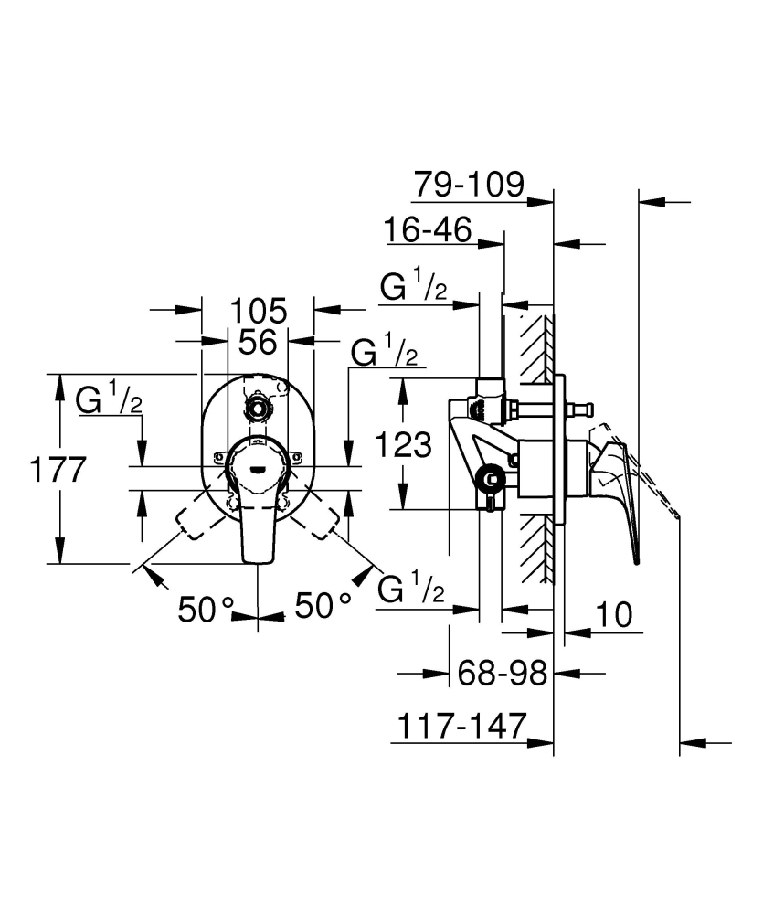 ᐉ Смеситель для ванны и душа Grohe BauFlow 29045000 купить по цене 5 ...