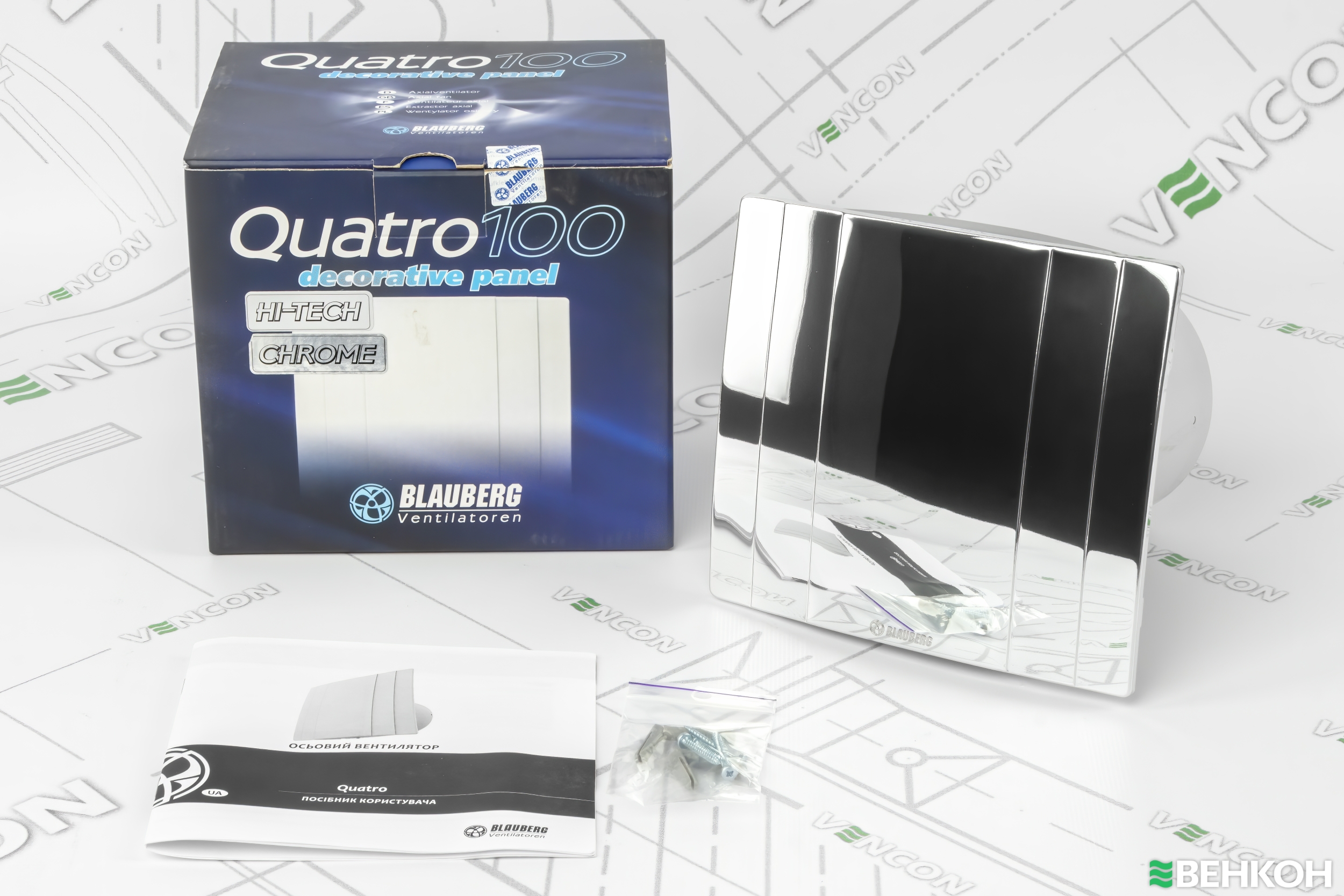 ≋ Вытяжной вентилятор Blauberg Quatro Hi-Tech Chrome 100 купить по цене ...