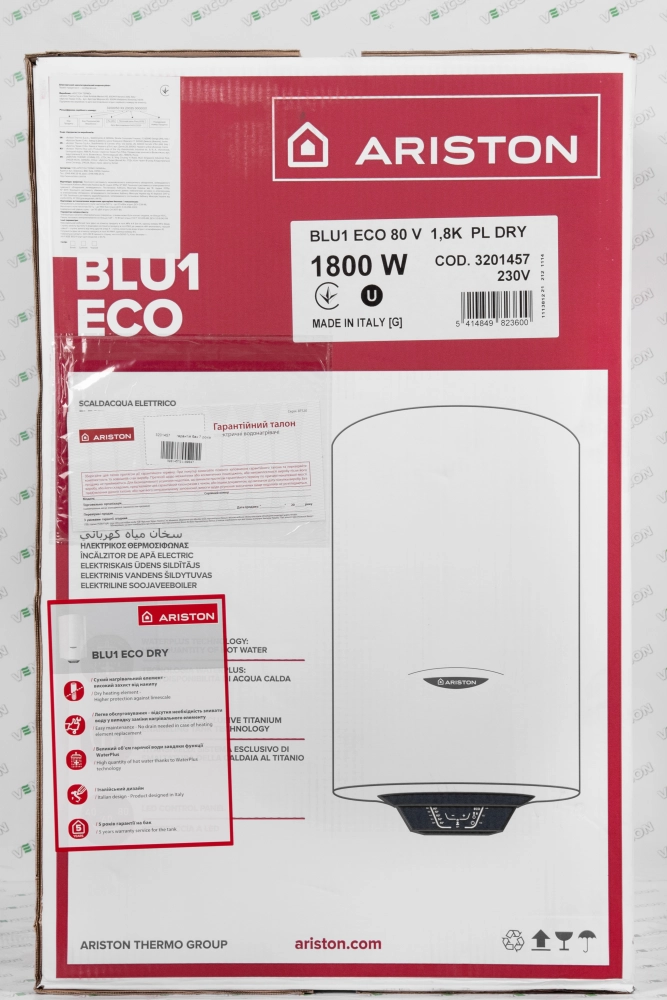 ᐉ Водонагрівач Ariston BLU1 ECO 80 V 1,8K PL DRY (3201457) купити по ...