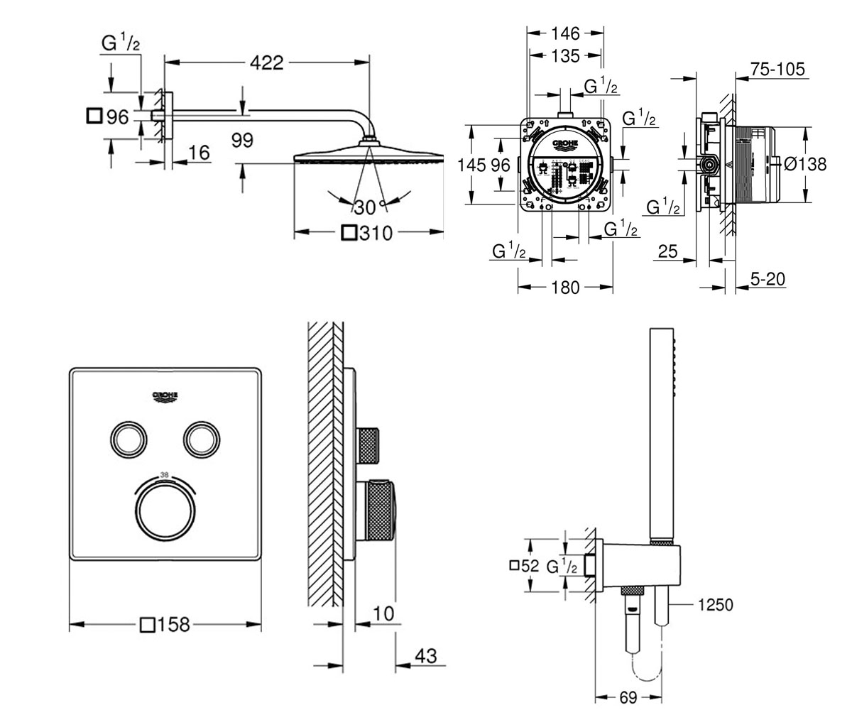 ᐉ Набор для душа Grohe GRT SmartControl Cube 26405SC1 купить по цене по ...