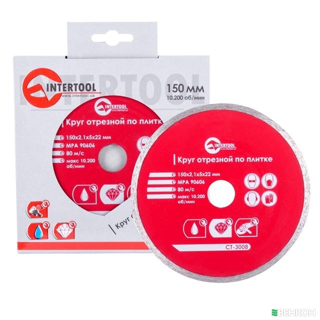 ≋ Intertool CT-3008 купити по ціні 130 грн. в Києві. Диск відрізний алмазний по плитці Intertool ...