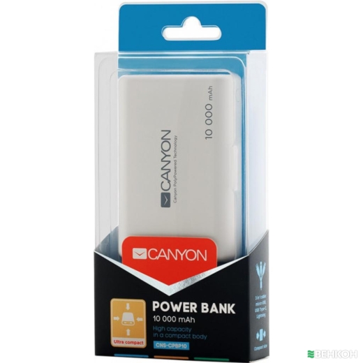 ᐉ Повербанк Canyon PB-104 10000mAh, Input 5V/2.1A, Output 5V/2.1A(Max ...