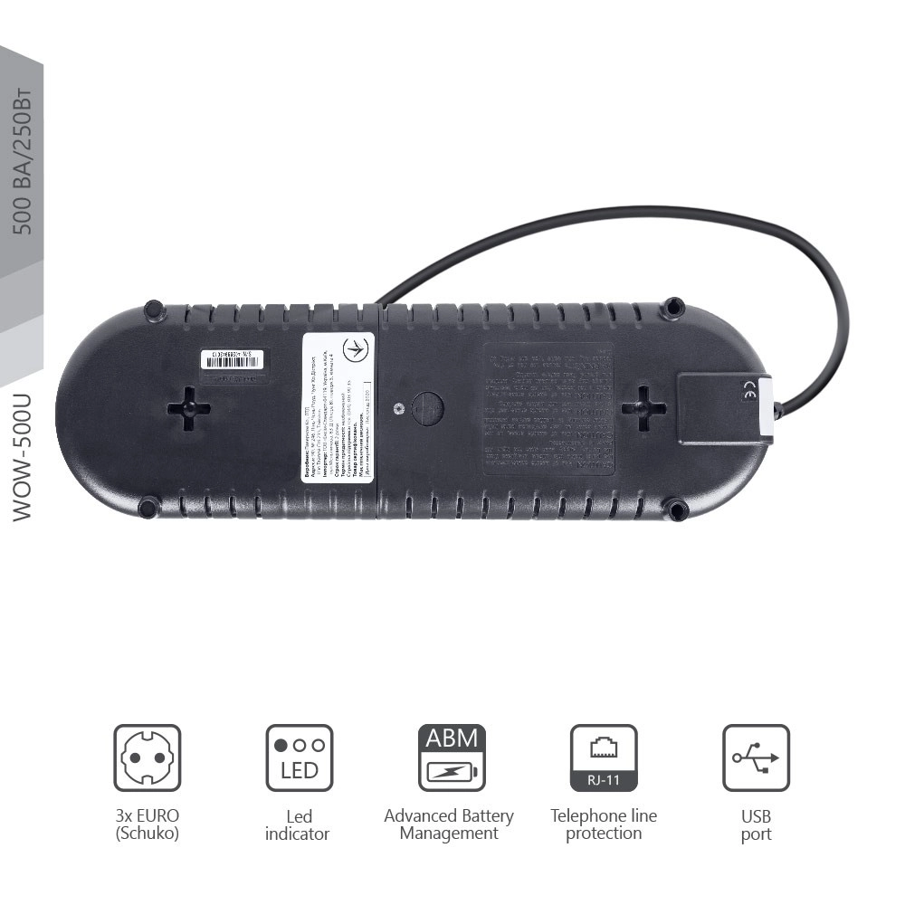 ᐉ Джерело безперебійного живлення Powercom WOW-500U купити по ціні 3 654 грн. в Києві та Львові ...