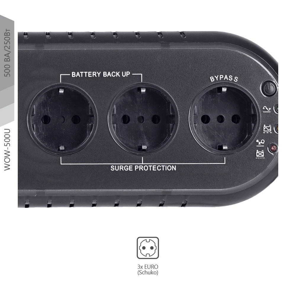 ᐉ Джерело безперебійного живлення Powercom WOW-500U купити по ціні 3 654 грн. в Києві та Львові ...