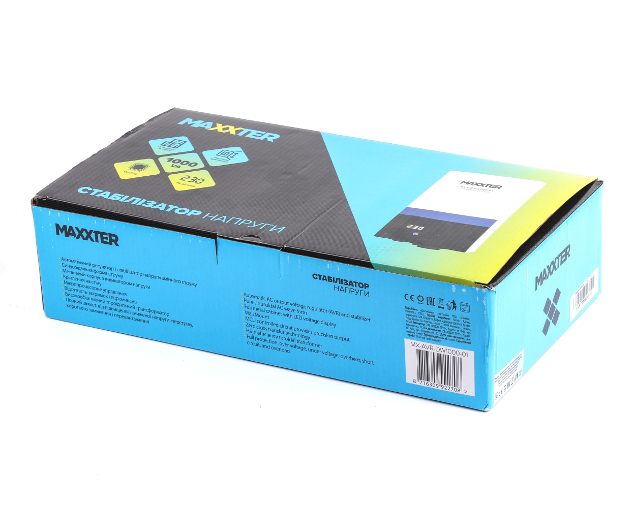 ᐉ Стабилизатор напряжения Maxxter MX-AVR-DW1000-01 купить по цене 1 600 грн. в Киеве и Львове ...