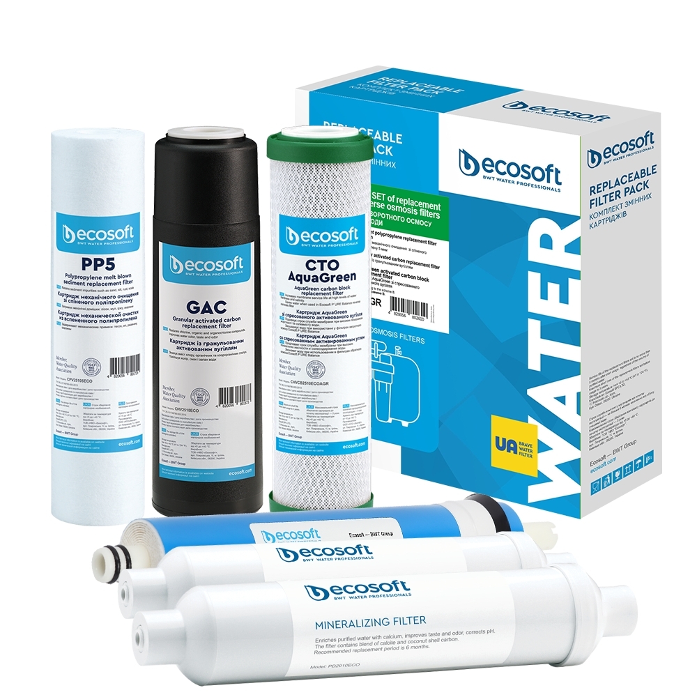 ᐉ Комплект из 6 картриджей для фильтра обратного осмоса Ecosoft Absolute с минерализатором ...