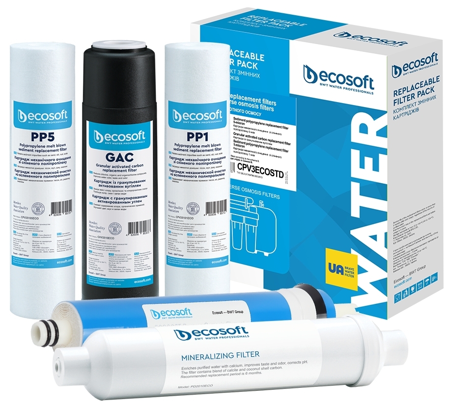 ᐉ Комплект из 5 картриджей для фильтра обратного осмоса Ecosoft Standard PRO Ecosoft CPV5MCSVECO ...
