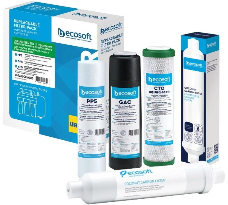 ᐉ Комплект из 4 картриджей для фильтра обратного осмоса Ecosoft Absolute без минерализатора ...