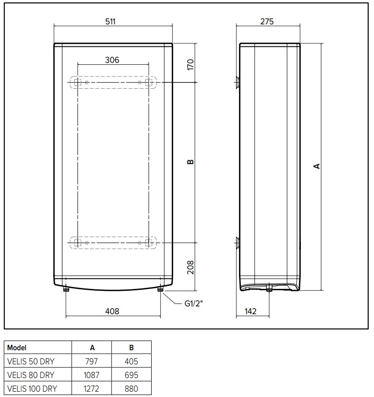 ᐉ Водонагрівач Ariston VELIS PRO DRY WIFI 100 EU (3100910) купити по ...