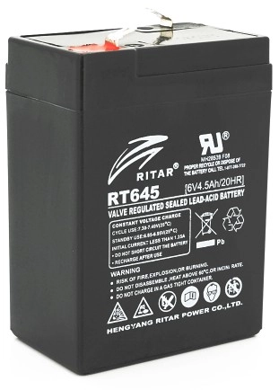 ᐉ Аккумулятор Ritar RT645 AGM, 6V 4.5Ah, Q20 Black купить по цене 260 ...