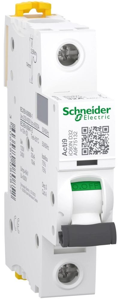 ᐉ Schneider Electric Acti9 iC60N, 1P, 32A, 6kA, D (A9F75132) • купить в магазине VENCON.ua ...